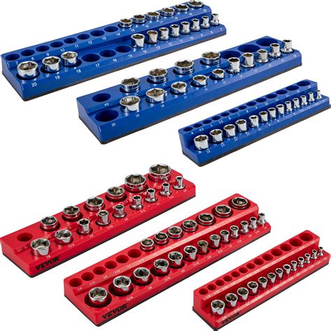 Vevor 6 Pack Metric And Sae Magnetic Socket Organizers 1 2 Inch 3 8