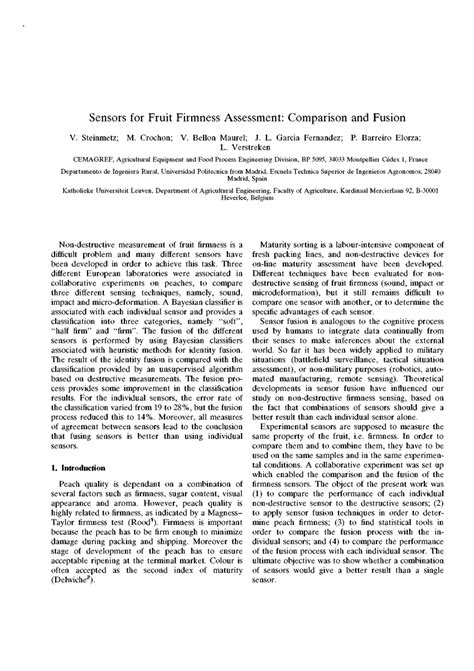 Pdf Sensors For Fruit Firmness Assessment Comparison And Fusion