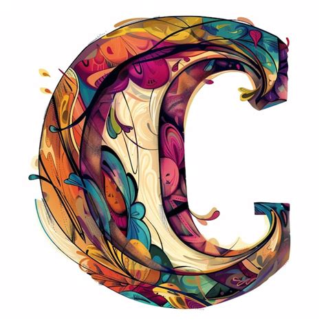 The Colourful C Letter Isolated On What Tatoo Style Different Design Premium AI Generated Image