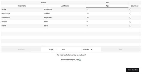 React Table Checkbox Sorting Codesandbox