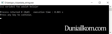 Tutorial Belajar C Part Pengertian Dan Contoh Kode Program Tipe Data String Duniailkom