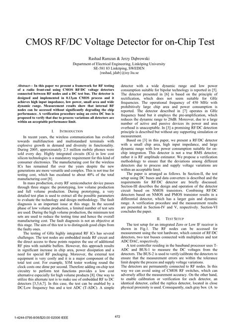 PDF CMOS RF DC Voltage Detector For On Chip Test