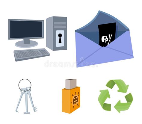 Virus Monitor Display Screen Hackers And Hacking Set Collection Icons In Cartoon Style