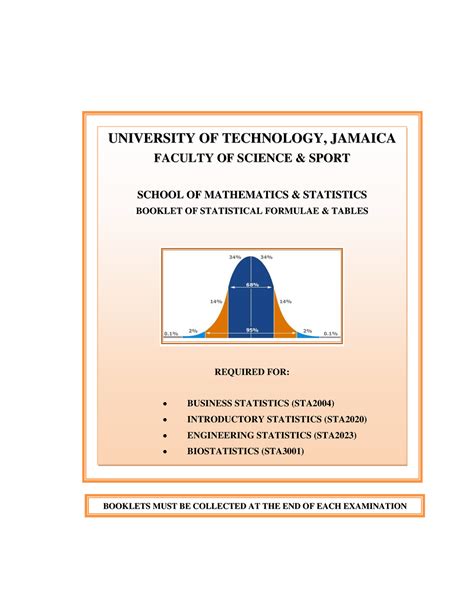 Formulae And Tables Formulas In Intro To Stats U U N N I I V V E E R R S S I I T T Y Y O O F