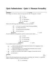 QUIZ 1 Docx Quiz Submissions Quiz 1 Human Sexuality Question 1 1 1 Point According To Our