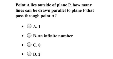 Solved Point A Lies Outside Of Plane P How Many Lines Can Chegg Com