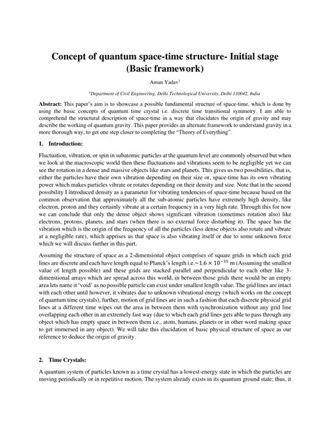 pdf concept of quantum space time structure initial stage basic