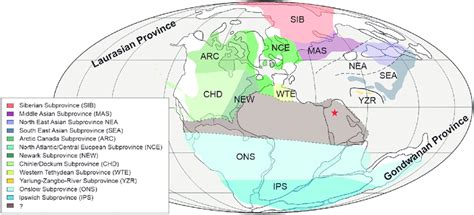 Palaeogeographic Map Showing The Floral Zonation Of The Late Triassic