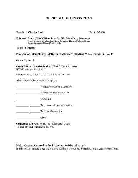 Patterns Lesson Plan For 1st Grade Lesson Planet