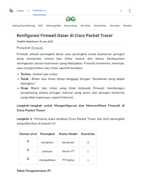 Konfigurasi Firewall Dasar Di Cisco Packet Tracer Compressed Pdf