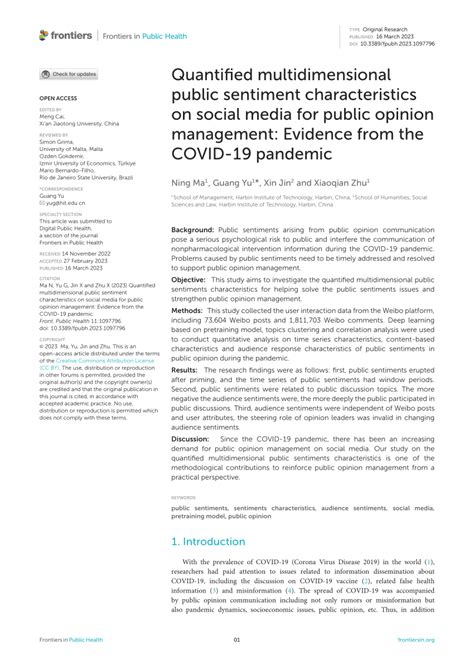 Pdf Quantified Multidimensional Public Sentiment Characteristics On