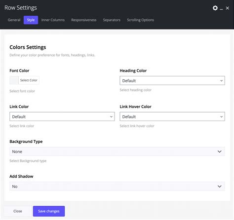 Row Style Options Impeka Greatives Premium WordPress Themes