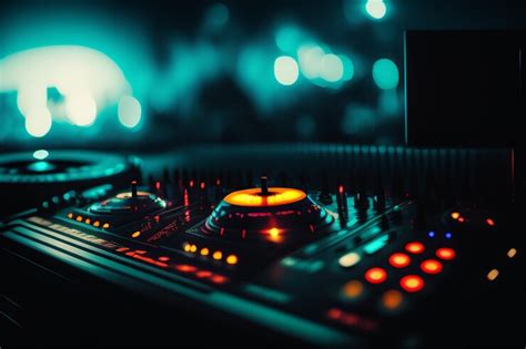 배경에 조명이 있는 어두운 방의 디제이 부스 무료 사진