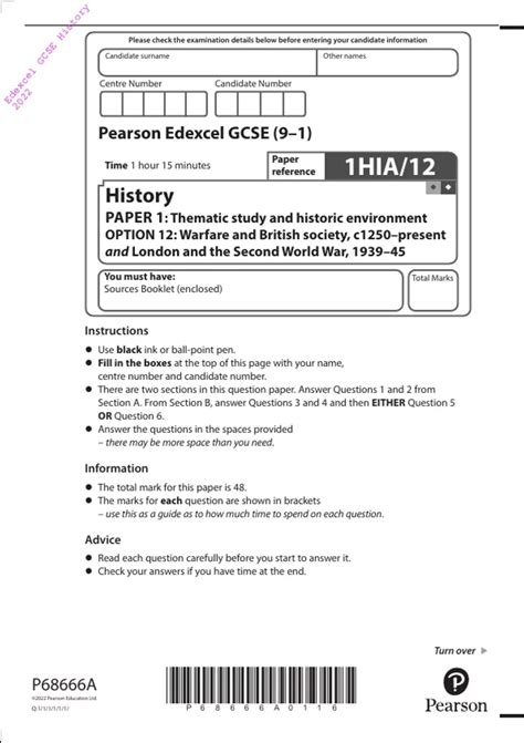 2022 Pearson Edexcel Gcse History Paper 1 Option 12 Warfare And British Society History