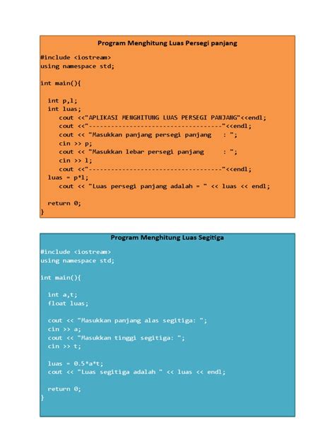 Program Menghitung Luas Persegi Panjang Pdf Computer Programming