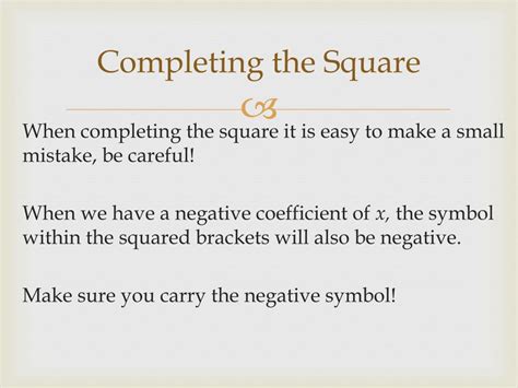 PPT Completing The Square PowerPoint Presentation Free Download ID