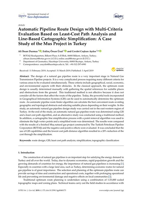 Pdf Automatic Pipeline Route Design With Multi Criteria Evaluation