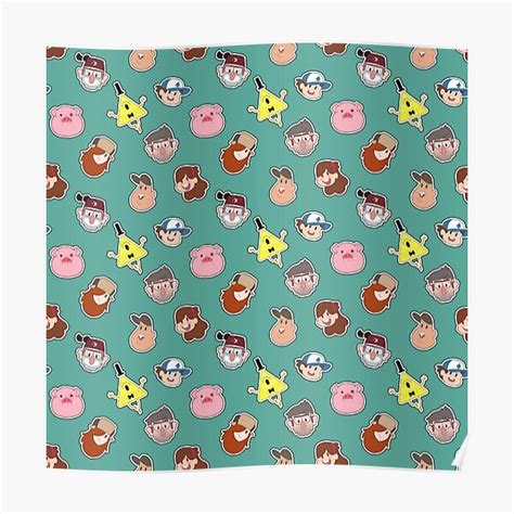 Gravity Falls Chibi Tiles Poster By Piearty Redbubble