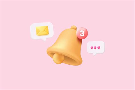 3d Minimal Notification Bell Icon With Color Objects Floating Around On Pastel Background New
