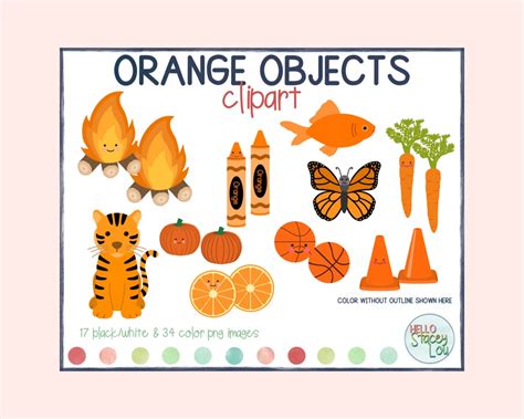 Orange Objects Clipart Etsy