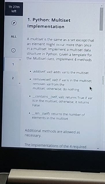 H M Left Python Multiset StudyX