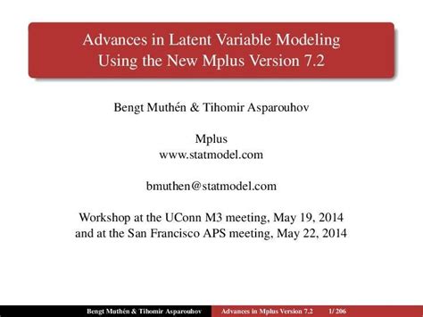 Pdf Advances In Latent Variable Modeling Using The New Mplus Version