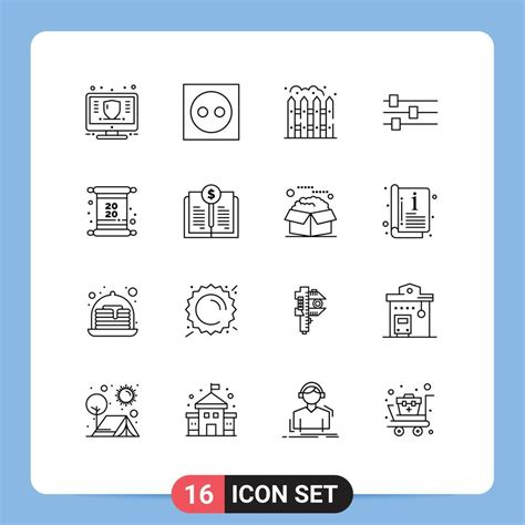 Set Of 16 Vector Outlines On Grid For Invitation Tool Light Edit Fence Editable Vector Design
