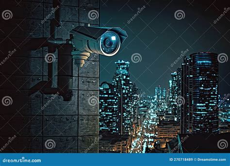 secure city monitoring at night stock illustration illustration of