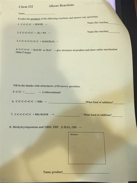Solved I Write Structural Formulas For The Products And Chegg Com