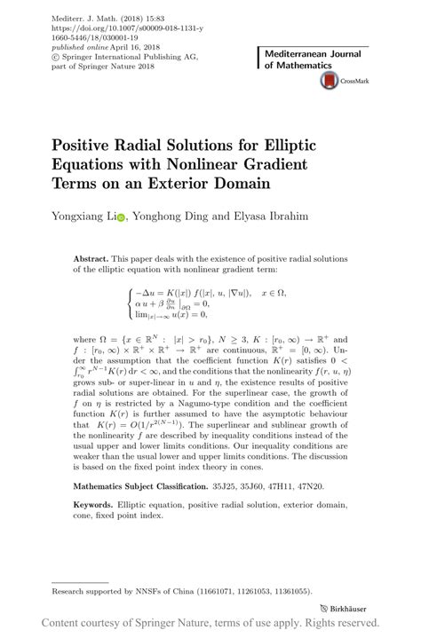 Positive Radial Solutions For Elliptic Equations With Nonlinear