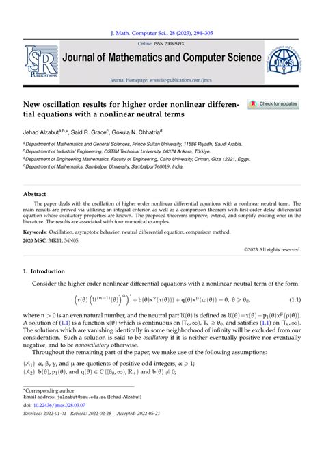Pdf New Oscillation Results For Higher Order Nonlinear Differential