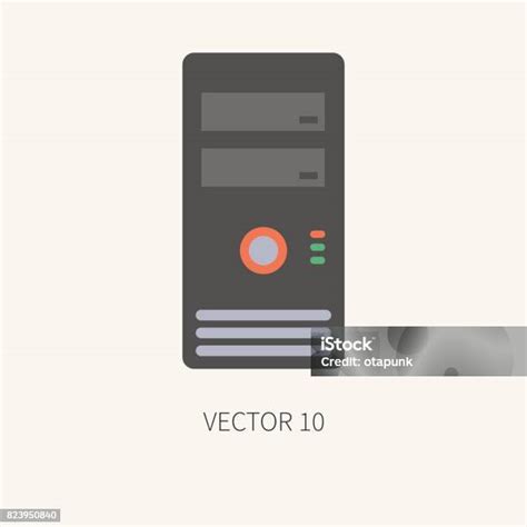 일반 평면 색상 벡터 컴퓨터 부품 아이콘 몸 주택 만화입니다 디지털 게임 및 비즈니스 사무실 Pc 데스크톱 장치입니다 혁신 가제트입니다 하드웨어입니다 일러스트 레이 션 및