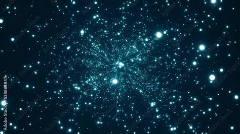 Beautiful Loop Floating Moving Glowing Flicker Stars Particles Motion On Blue Abstract