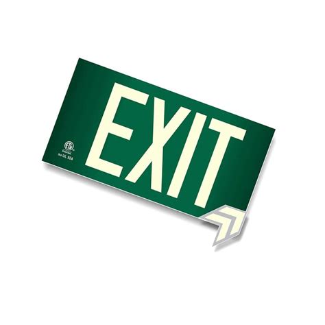 Photoluminescent Exit Sign Green Aluminum Code Approved Aluminum Ul 924 Ibc Nfpa 101
