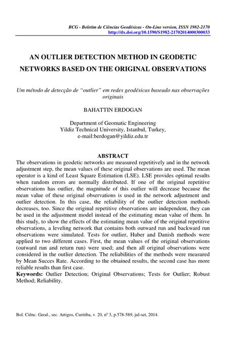 Pdf An Outlier Detection Method In Geodetic Networks Based On The