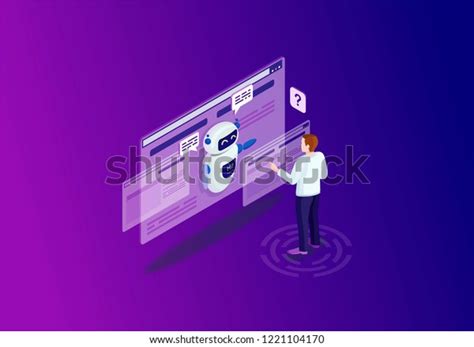 Chatbot Isometric Color Vector Illustration Customer Stock Vector Royalty Free 1221104170