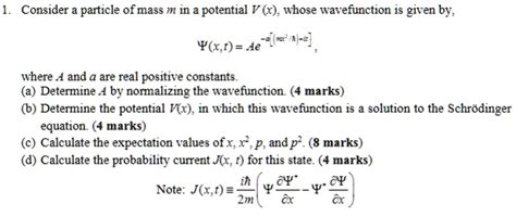 Solved Consider A Particle Of Mass M In A Potential Vx Whose