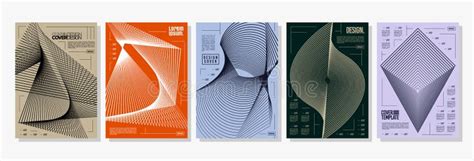 Dynamic Curve Straight Blend Line Shape Cover Design Set Stock Vector Illustration Of Motion