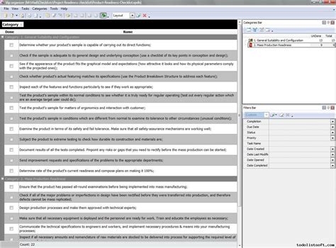 Product Readiness Checklist To Do List Organizer Checklist Pim