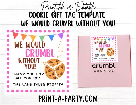 T Tag Editable And Printable Cookie T Tag We Would Crumbl