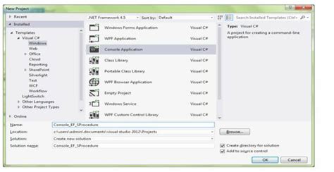 Entity Framework Stored Procedure Create New Project Store Procedure