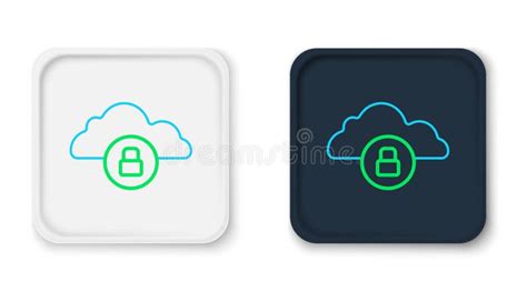 Line Cloud Computing Lock Icon Isolated On White Background Security