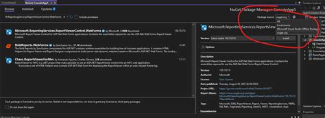 Nuget Not Able To Find Microsoftreportingservices