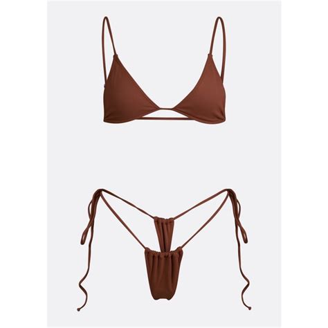 Sanctuary Tassel Thong Bikini Bottom Skinny Dip Brown Minimale