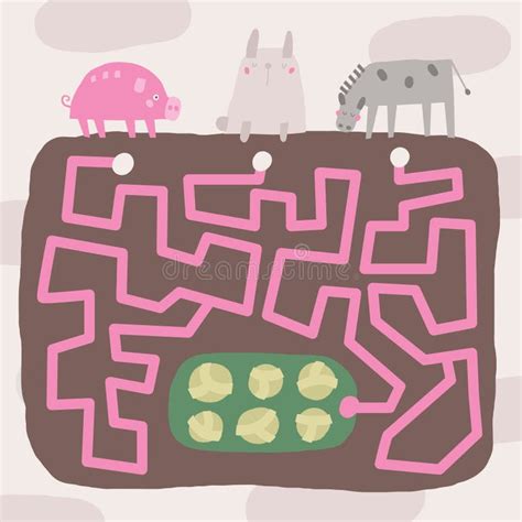 Cute Hand Drawn Farm Theme Maze Stock Vector Illustration Of Cute