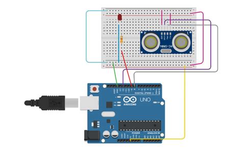 Circuit Design Connecting An Ultrasonic Distance Sensor To Arduino
