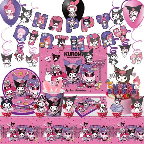 Kuromi Theme Girls Birthday Party Decoration Set Cute Banner Swing
