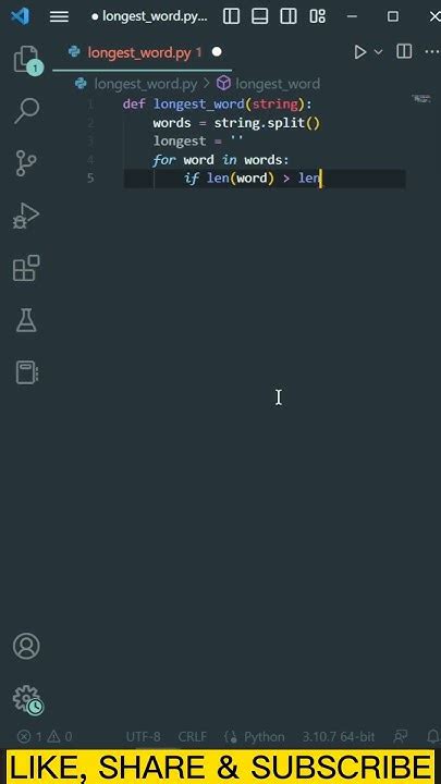 Find The Longest Word In String By Using Python Shorts Shortsvideo