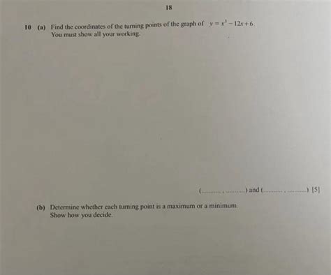 Solved A Find The Coordinates Of The Turning Points Of Chegg Com