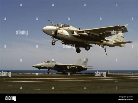 Us Navy Deck Landing Of A Grumman A 6 Intruder Strike Aircraft On